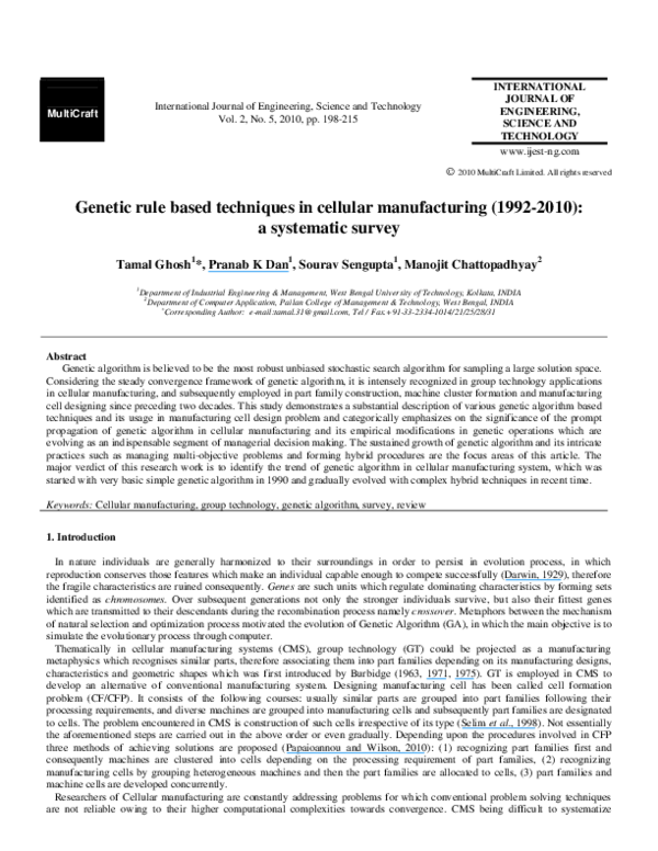 (PDF) Genetic rule based techniques in cellular manufacturing (1992-2010): a systematic survey ...