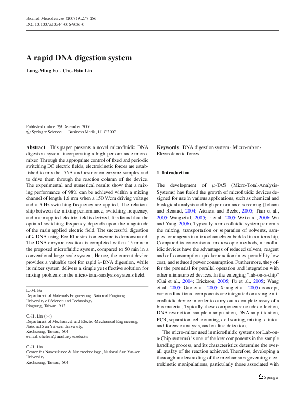 (PDF) A rapid DNA digestion system