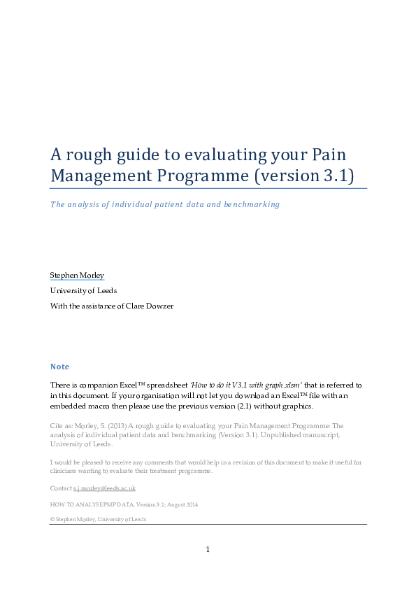(PDF) A rough guide to evaluating your Pain Management Programme ...