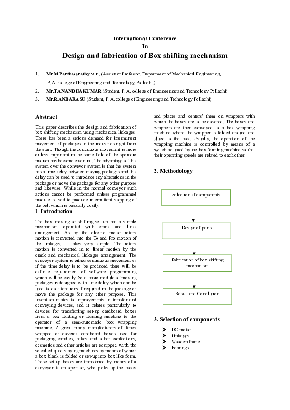 (DOC) Design and fabrication of Box shifting mechanism