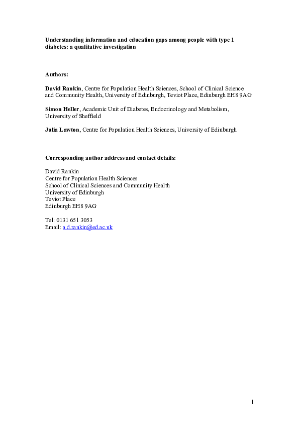 (PDF) Understanding information and education gaps among people with ... (PDF) Understanding information and education gaps among people with ...