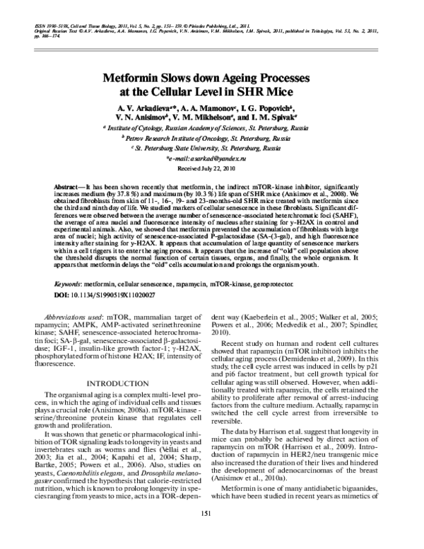 (PDF) [Metformin slows down ageing processes at the cellular level in ...