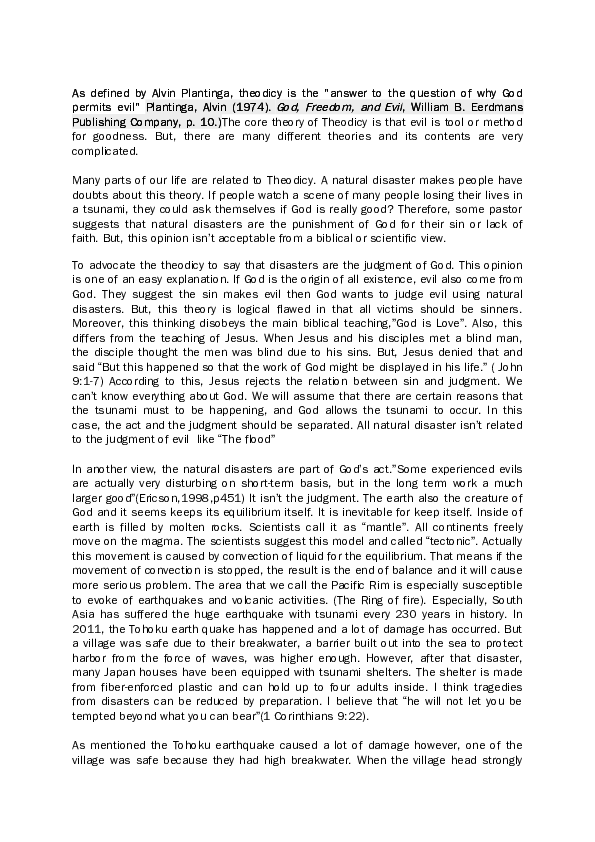 (DOC) Theodicy means that defence of God