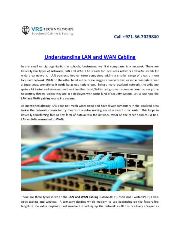 (PDF) Understanding LAN and WAN Cabling