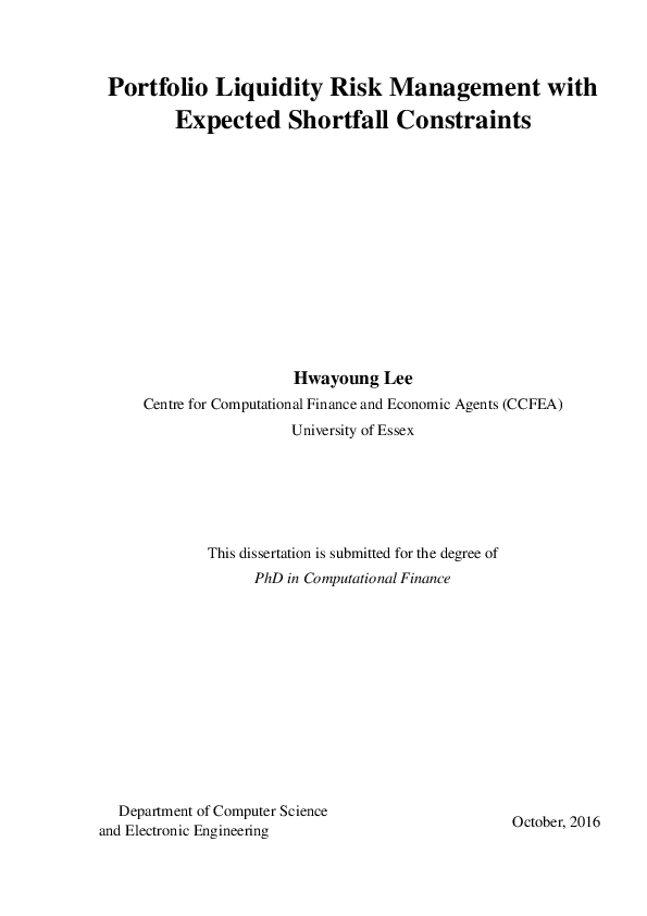 (PDF) Portfolio liquidity risk management with expected shortfall constraint