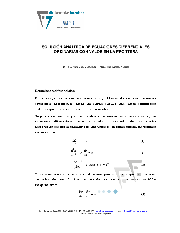 (PDF) SOLUCIÓN ANALÍTICA DE ECUACIONES DIFERENCIALES ORDINARIAS CON ...