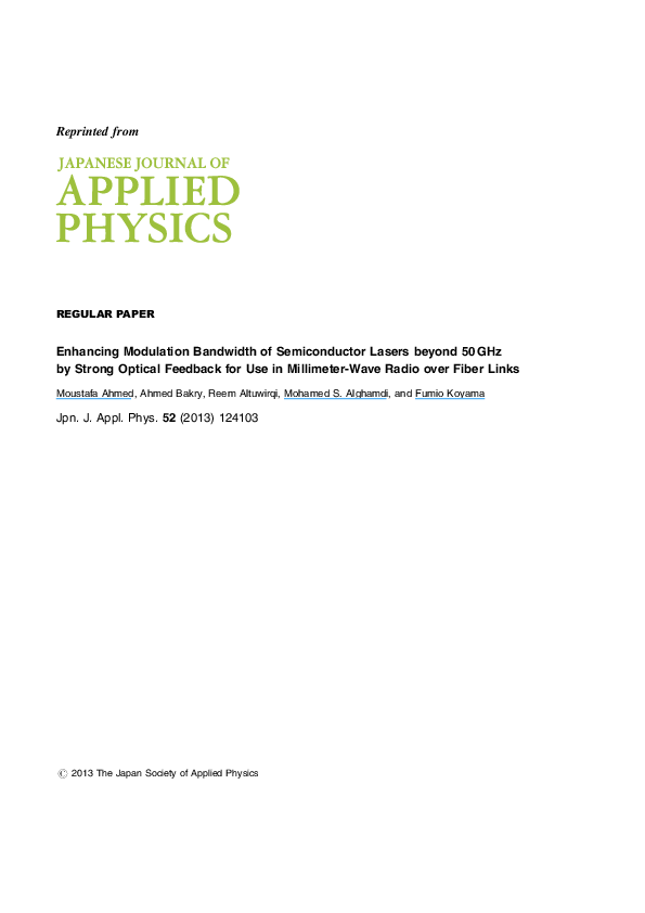 Pdf Enhancing Modulation Bandwidth Of Semiconductor Lasers Beyond 50