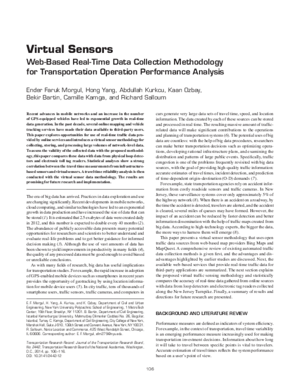 Pdf Virtual Sensors Web Based Real Time Data Collection Methodology For Transportation