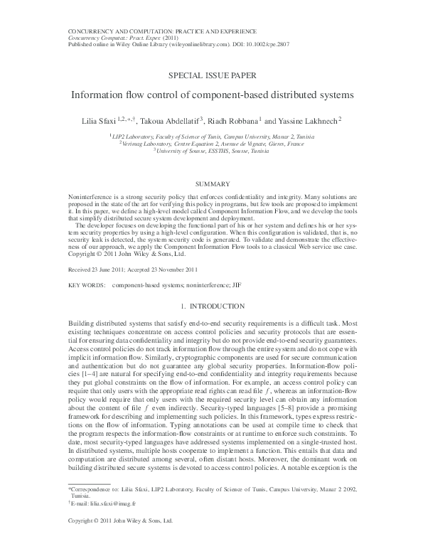 (PDF) Component Information Flow for Secure Systems