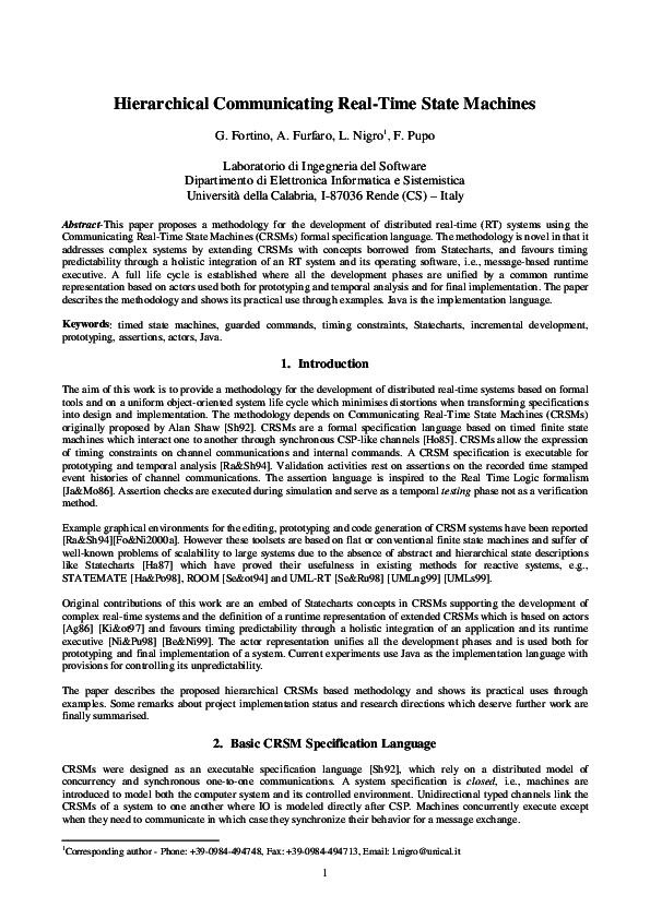 (PDF) Hierarchical Communicating Real-Time State Machines