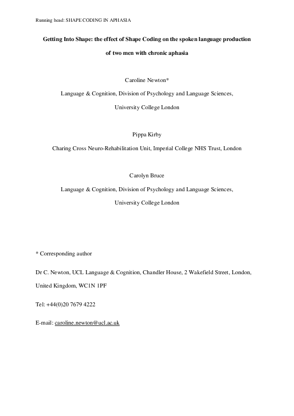 Pdf Getting Into Shape The Effect Of Shape Coding On The Spoken
