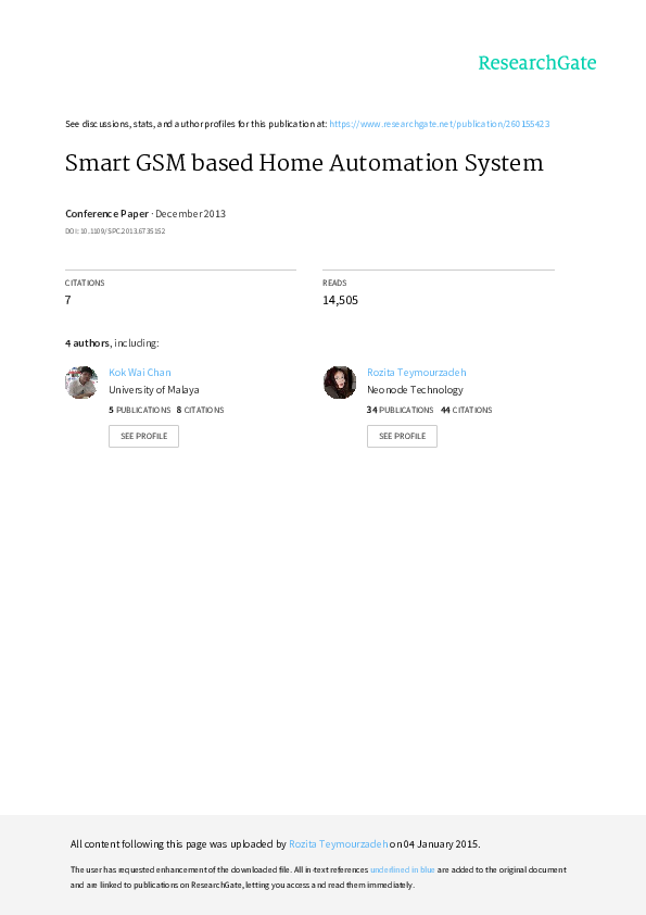 (PDF) Smart GSM based Home Automation System Smart GSM Based Home ...