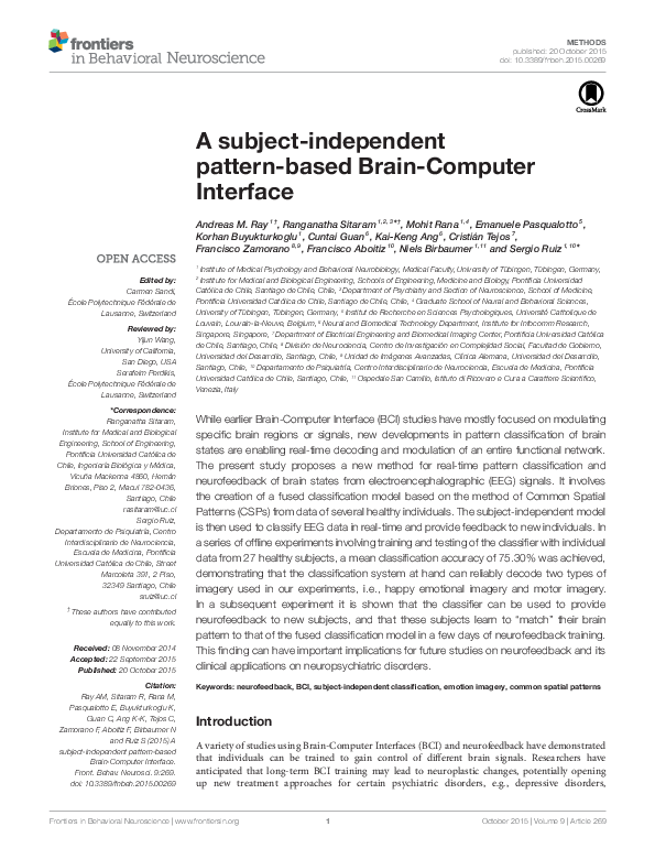 Pdf A Subject Independent Pattern Based Brain Computer Interface Korhan Buyukturkoglu 6616