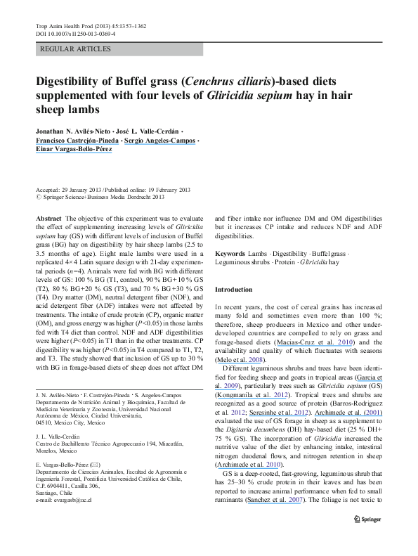(PDF) Digestibility of Buffel grass (Cenchrus ciliaris)-based diets ...