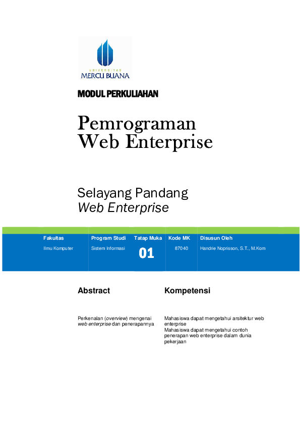 (PDF) Pemrograman Web Enterprise