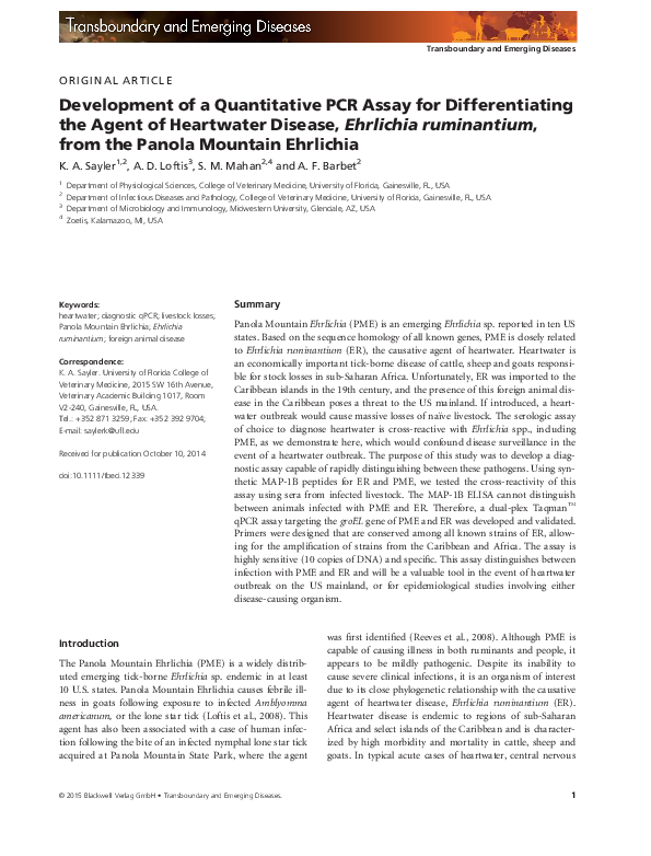 (PDF) Development of a Quantitative PCR Assay for Differentiating the ...