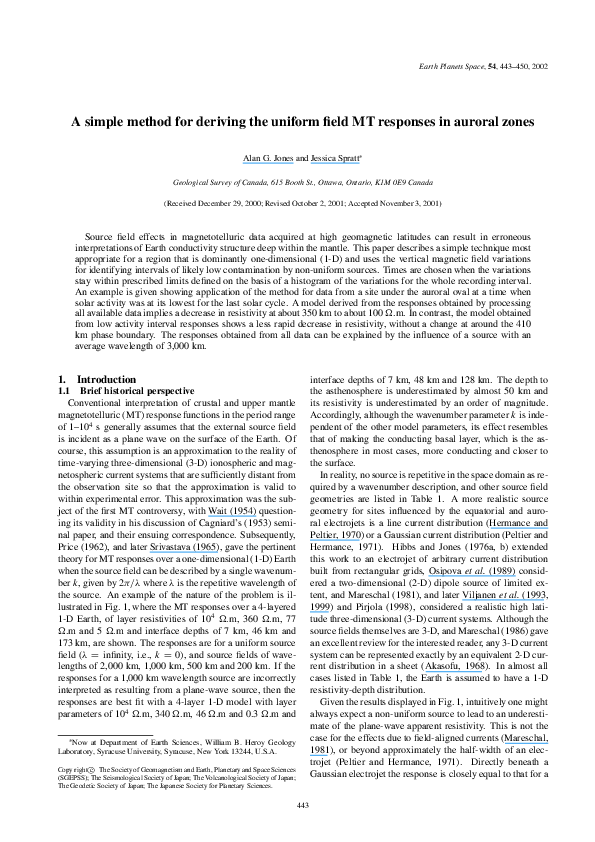 (PDF) Uniform Field MT Responses in Auroral Zones