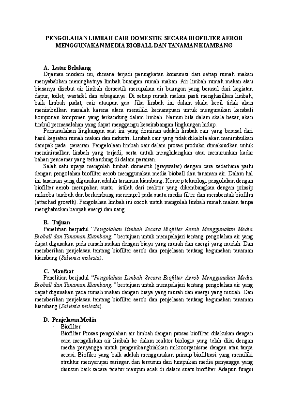 (DOC) PENGOLAHAN LIMBAH CAIR DOMESTIK SECARA BIOFILTER AEROB ...