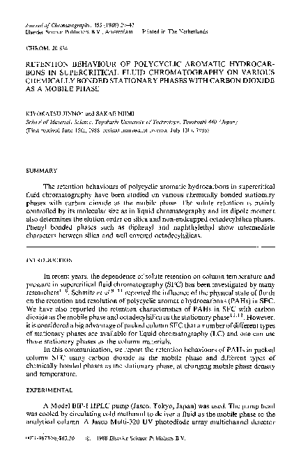 (PDF) Retention behaviour of polycyclic aromatic hydrocarbons in supercritical fluid ...