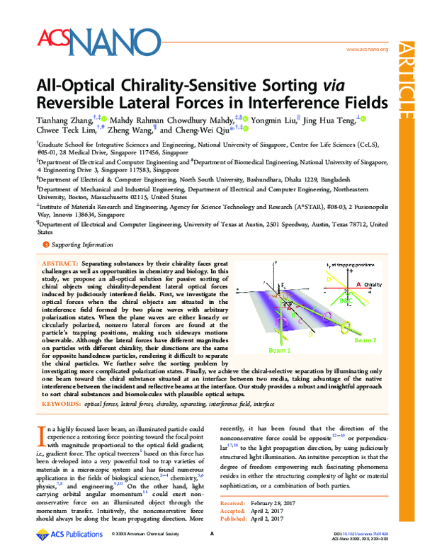 (PDF) All-Optical Chirality-Sensitive Sorting via Reversible Lateral ...