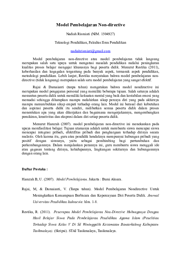 (DOC) Model Pembelajaran Non-directive