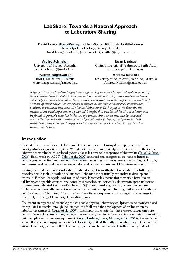 (PDF) LabShare: Towards a National Approach to Laboratory Sharing