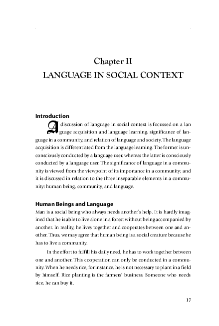 (PDF) Chapter II LANGUAGE IN SOCIAL CONTEXT