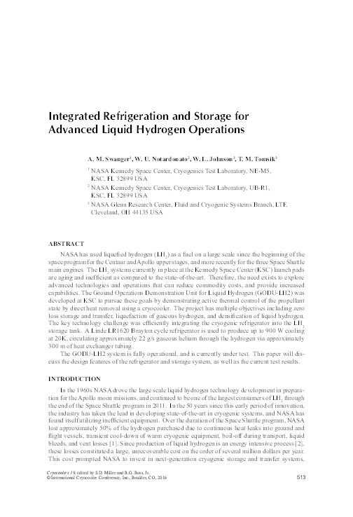 (PDF) Integrated Refrigeration and Storage for Advanced Liquid Hydrogen ...