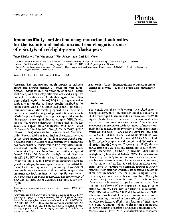 (PDF) Immunoaffinity purification using monoclonal antibodies for the ...