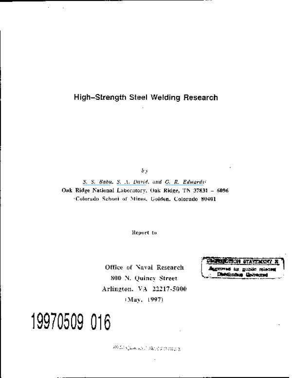 (PDF) High Strength Steel Welding Research