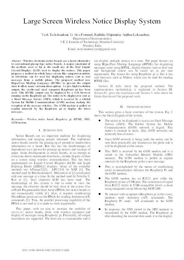 (PDF) Large Screen Wireless Notice Display System