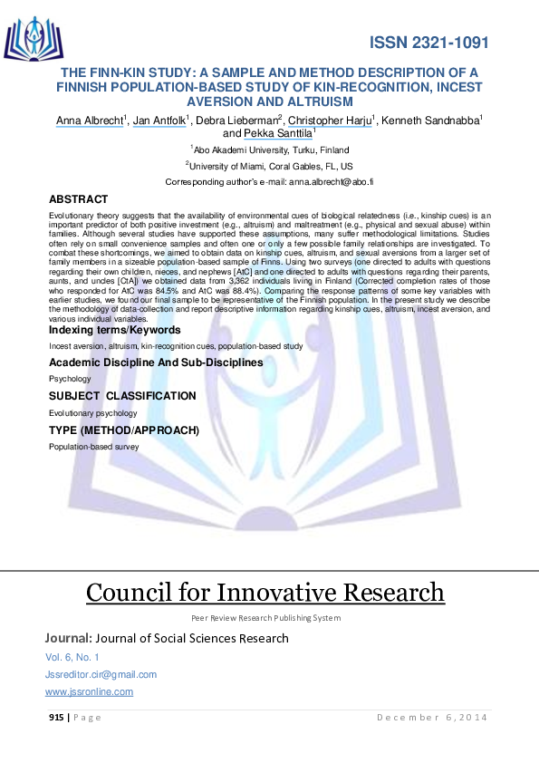 (PDF) The Finn-Kin Study: A Sample and Method Description of a Finnish ...