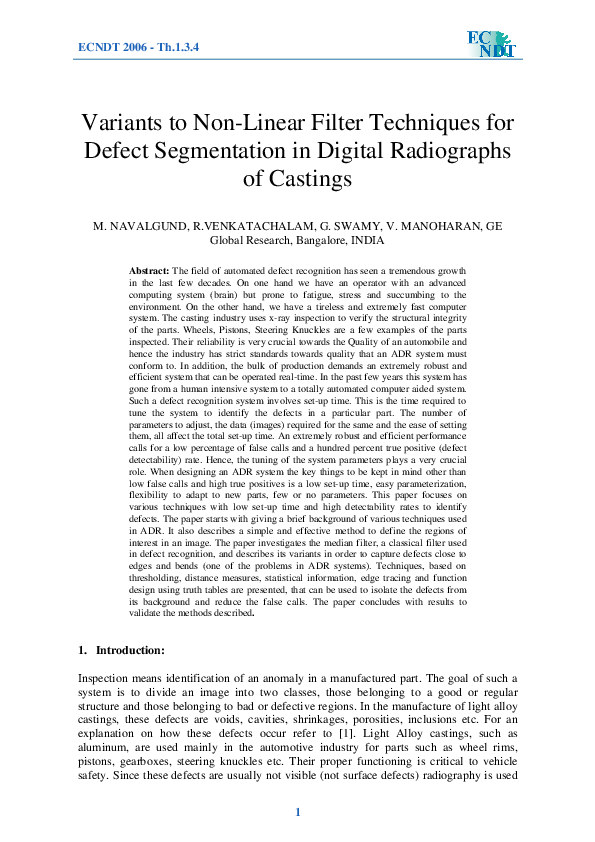 (PDF) Variants to Non-Linear Filter Techniques for Defect Segmentation ...