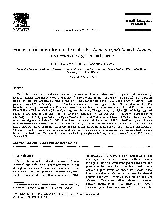 (PDF) Forage utilization from native shrubs Acacia rigiduh and Acacia