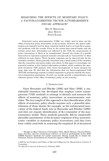 (PDF) MEASURING THE EFFECTS OF MONETARY POLICY: A FACTOR-AUGMENTED ...
