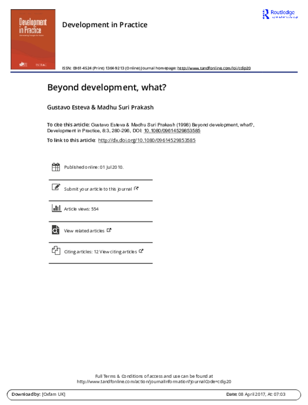 (PDF) Beyond development, what