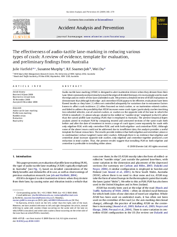 (PDF) The effectiveness of audio-tactile lane-marking in reducing ...