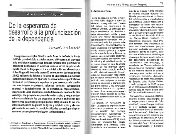 (PDF) De la esperanza del desarrollo a la profundización de la ...
