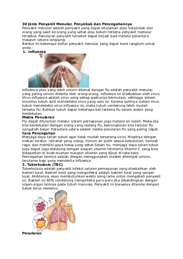 (DOC) Jenis Penyakit Menular