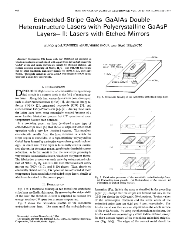 (PDF) Embedded-stripe GaAs-GaAlAs double-heterostructure lasers with ...
