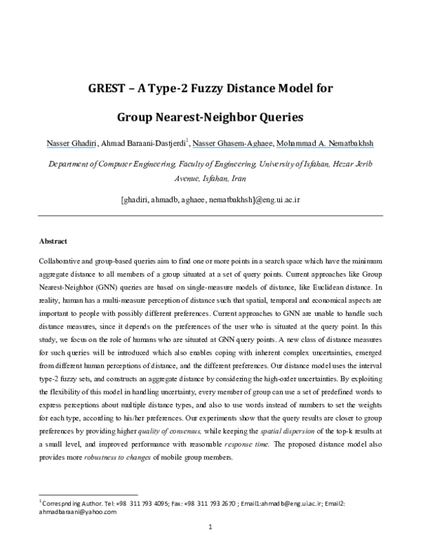 (PDF) Type-2 Fuzzy Distance for Group Queries