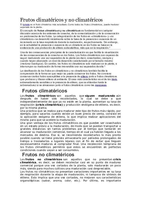 (DOC) Frutos climatéricos y no climatéricos