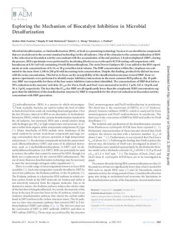 (PDF) Exploring the Mechanism of Biocatalyst Inhibition in Microbial ...