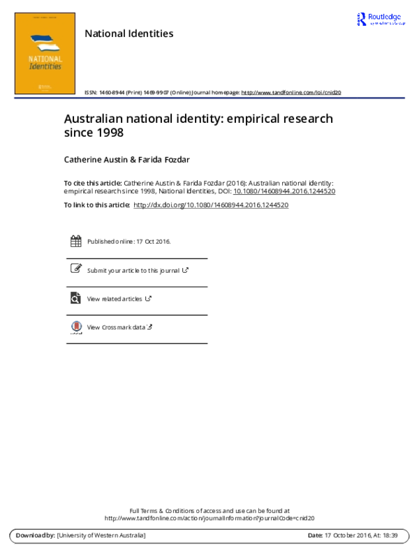 (PDF) National Identities Australian national identity: empirical ...