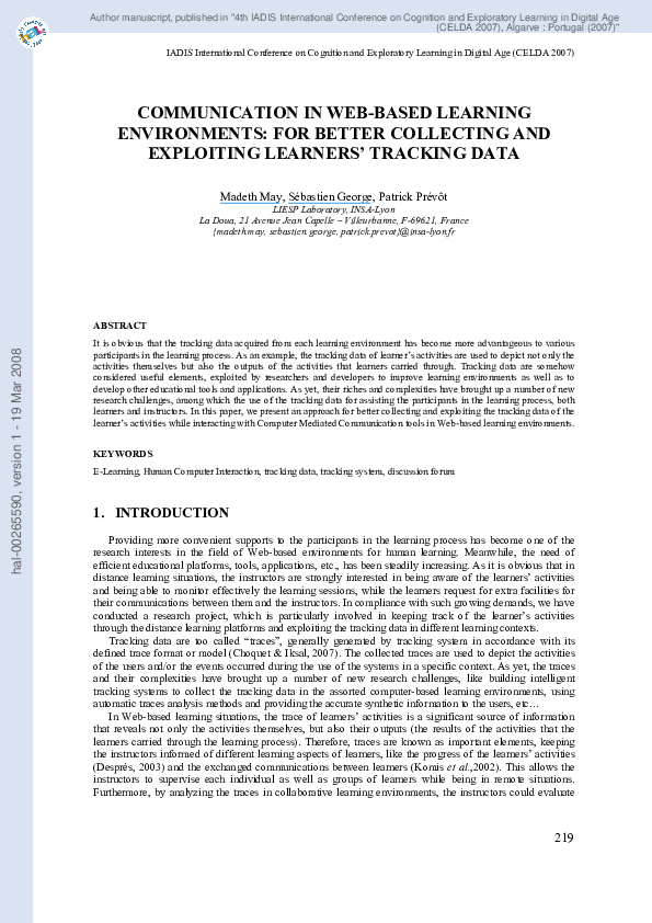 (PDF) Communication in Web-Based Learning Environments: For Better ...