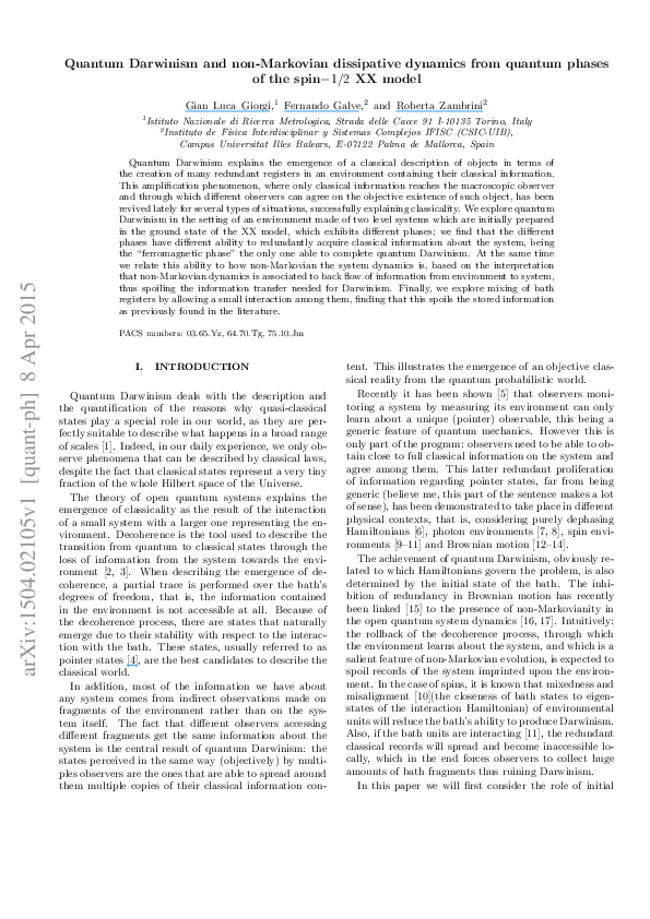 (PDF) Quantum Darwinism in the XX Model Phases