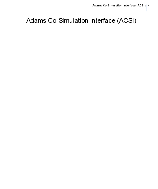 (PDF) Adams Co-Simulation Interface (ACSI