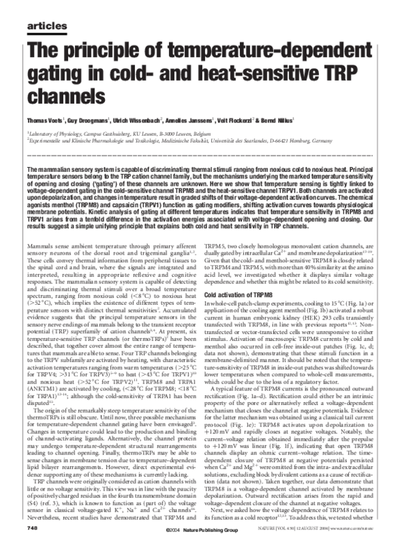 (PDF) The principle of temperature-dependent gating in cold- and heat ...