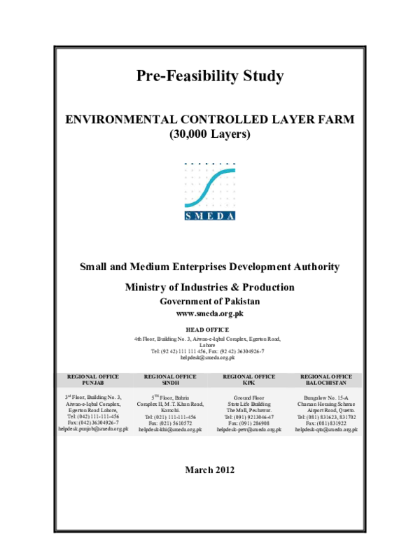 (PDF) Pre-Feasibility Study ENVIRONMENTAL CONTROLLED LAYER FARM (30,000 ...