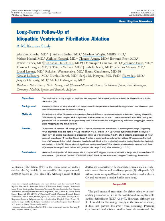 (PDF) Long-Term Follow-Up of Idiopathic Ventricular Fibrillation Ablation